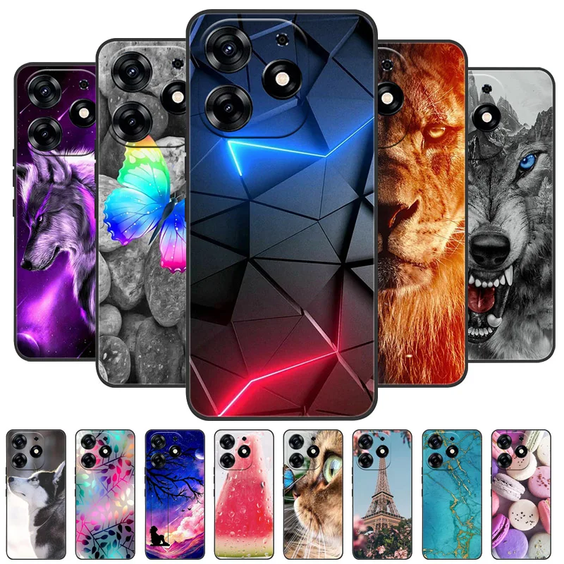 Para Tecno Spark 10 Pro Cases Preto Silicone Macio TPU Tampa Traseira ...