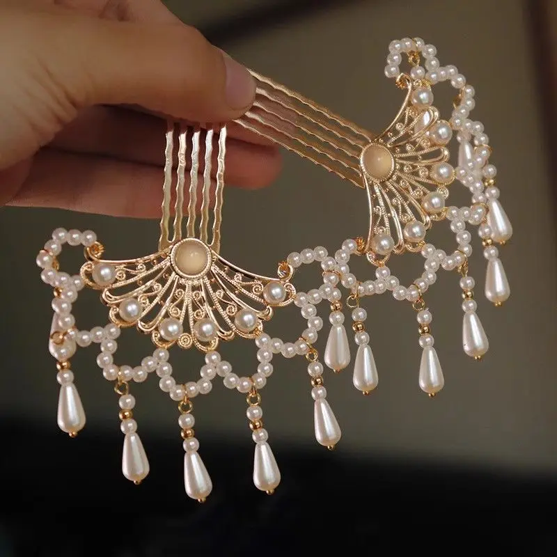 Chinese-Vintage-Pearl-Hair-Comb-Women-Hanfu-Cheongsam-Comb-Hair-Side ...