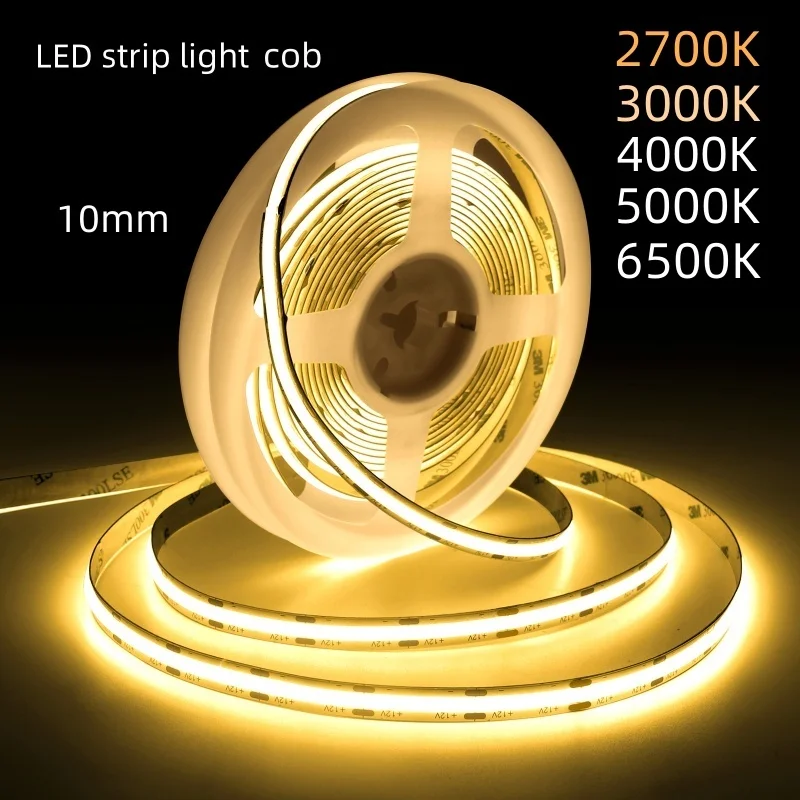 COB LED Strip DC12V 24V 10mm Width Cuttable LED Light Strips 480LEDs/M ...