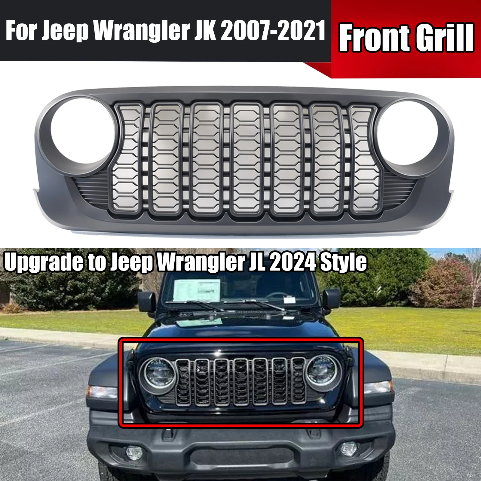 Car-Front-Bumper-Grill-Mesh-Grille-For-Jeep-Wrangler-JK-2007-2017 ...