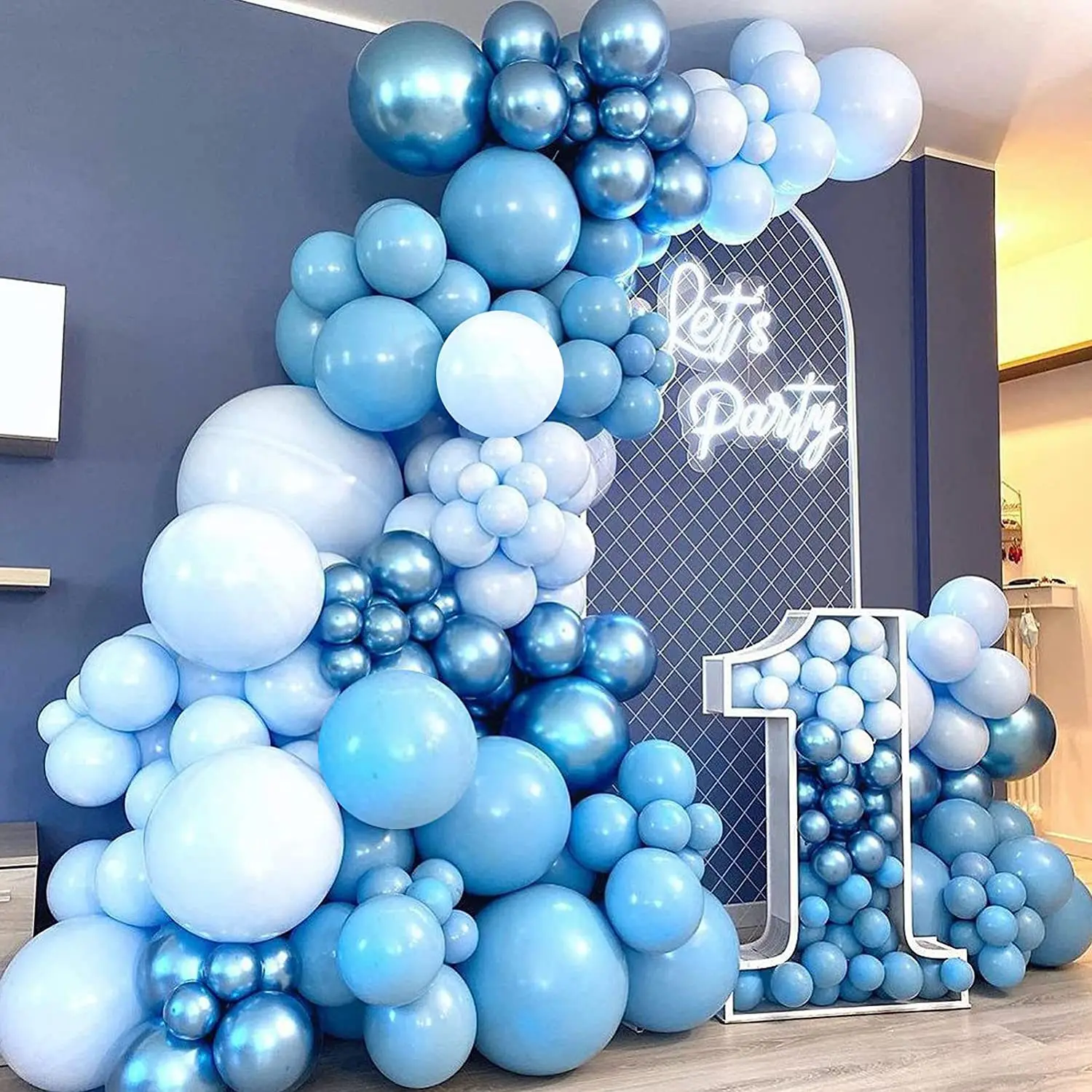 Kit de arco de globos de guirnalda de macarrón azul, decoraciones de ...