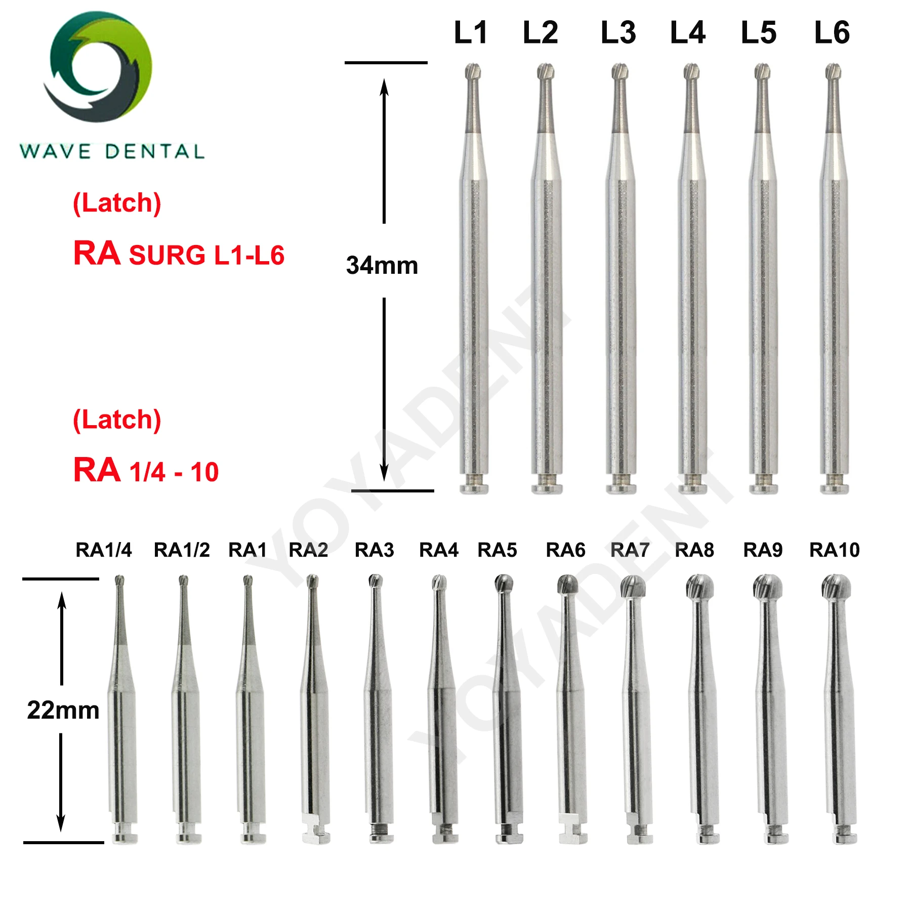 WAVE-Dental-Tungsten-Carbide-Burs-Dental-Drill-Round-Head-RA-SURG ...