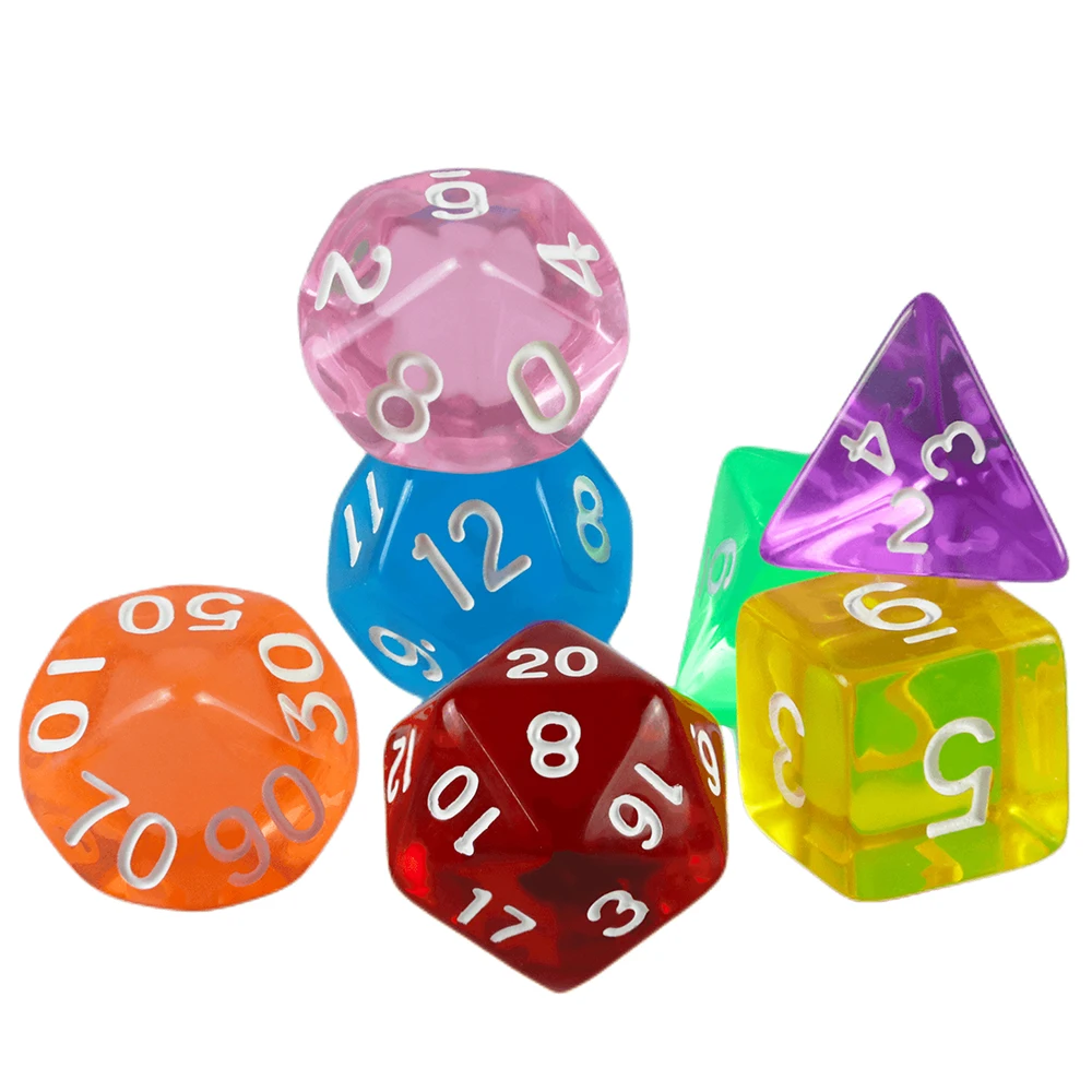 Dice-Set-DND-RPG-Dice-Kit-Cube-High-Quality-Various-Transparent-Colours ...