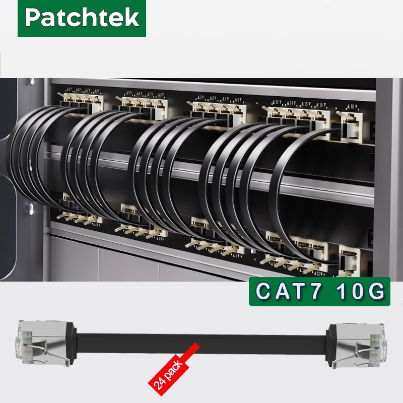 Patchtek Cat7 24 Pack Slim Cat7 Ethernet Patch Cable 10G Support Cat 7 ...