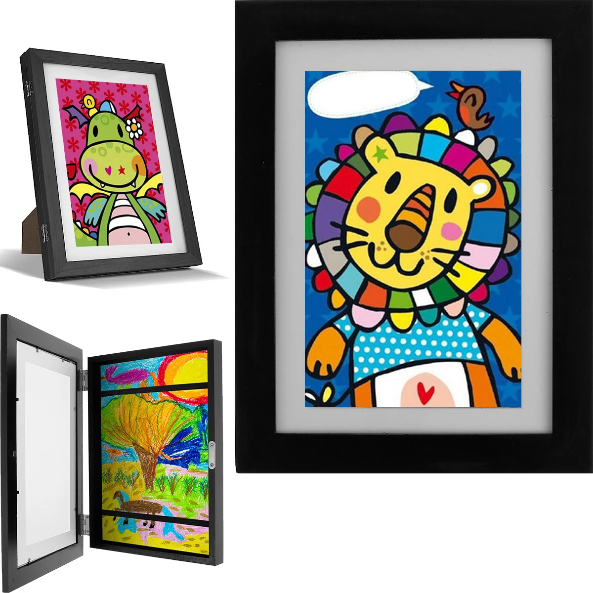 A4-Size-Wooden-Art-Frames-Front-Opening-Changeable-Picture-Display ...