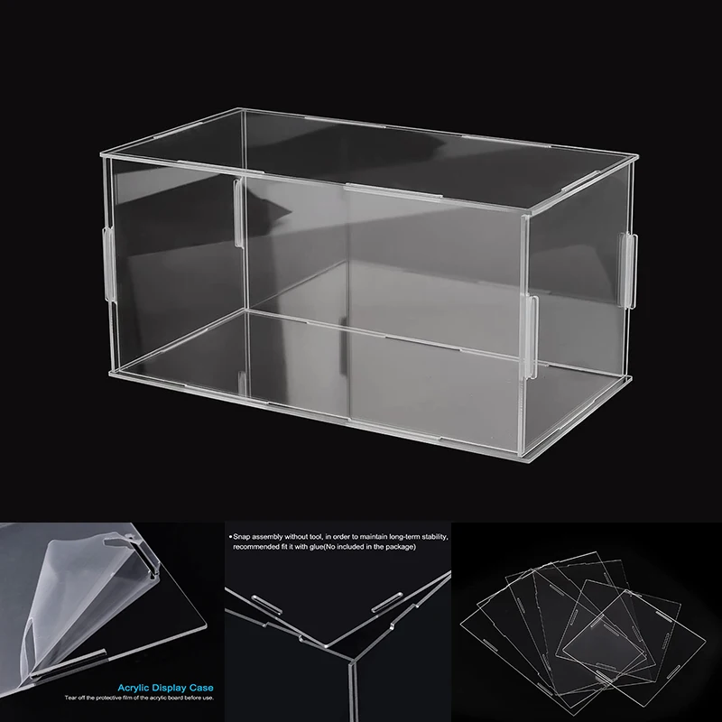 Clear-Self-Assembly-Acrylic-Display-Case-Dust-Proof-Protection-Showcase ...