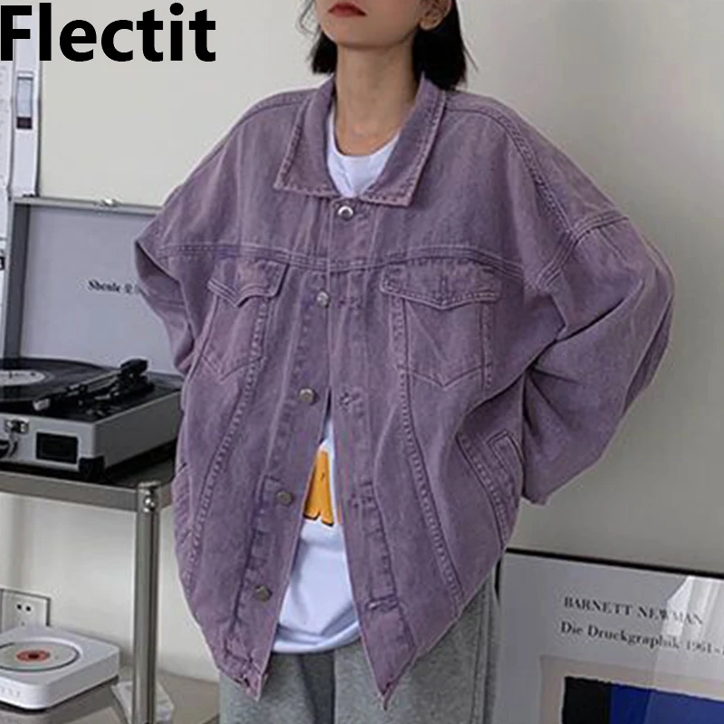 Flectit-Street-Style-Women-Denim-Jacket-Ultra-Violet-Oversize ...
