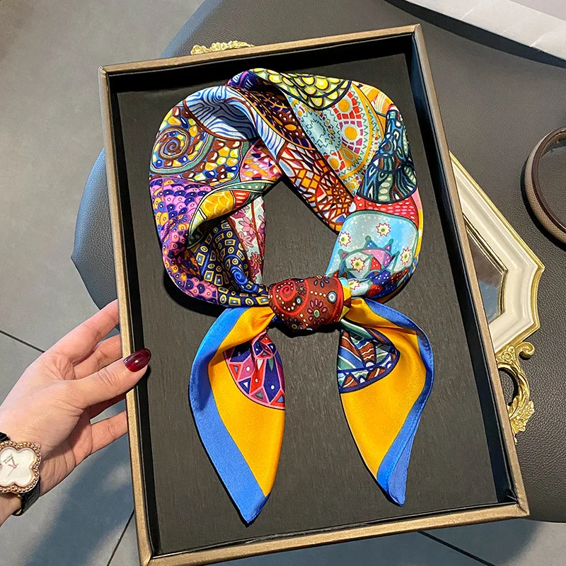 Luxury Design Silk Skinny Scarf Bag Handle Ribbon Ladies Shirt Decora ...