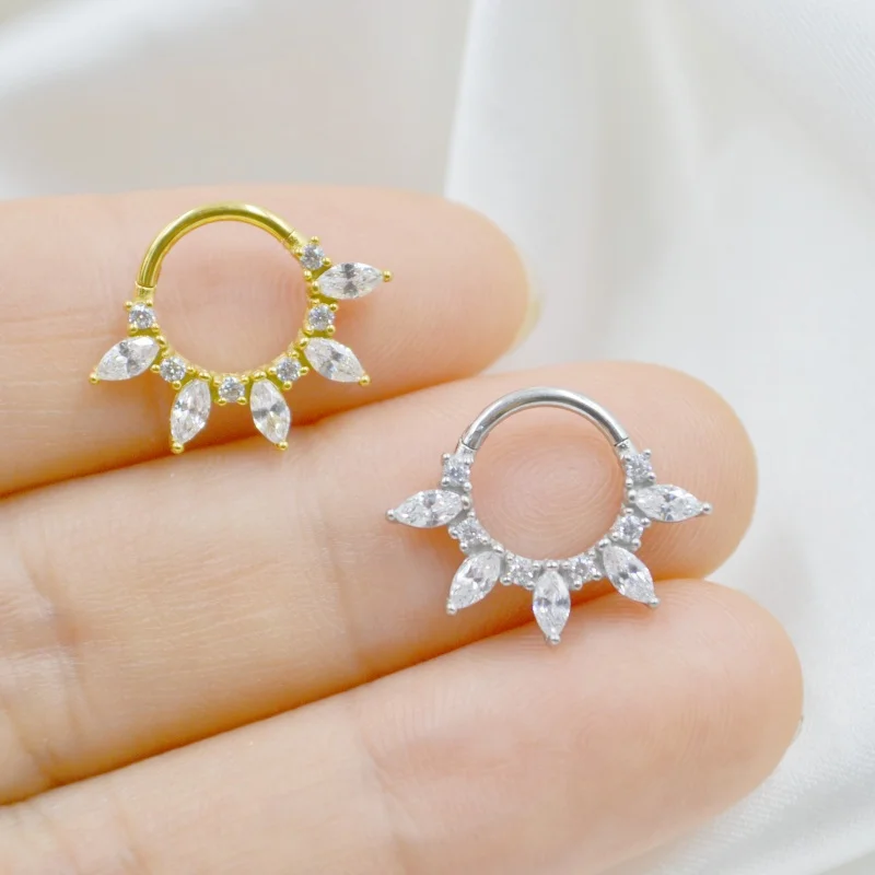 10pcs-lot-316L-Surgical-Steel-Oval-CZ-Nose-Clicker-Hoop-Ring-Ear-Helix ...