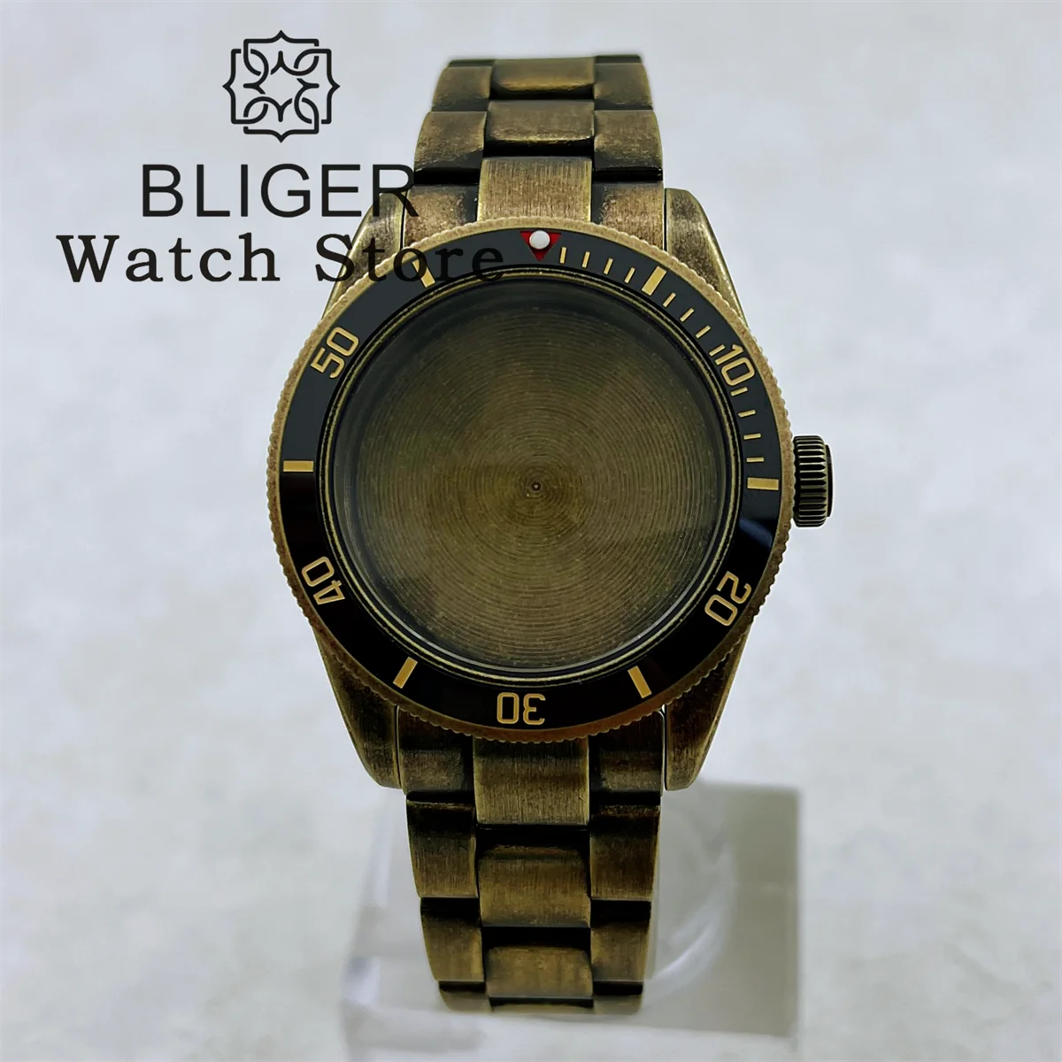 BLIGER 39mm Bronze Watch Case With Bracelet Dome Sapphire Glass Fit ...