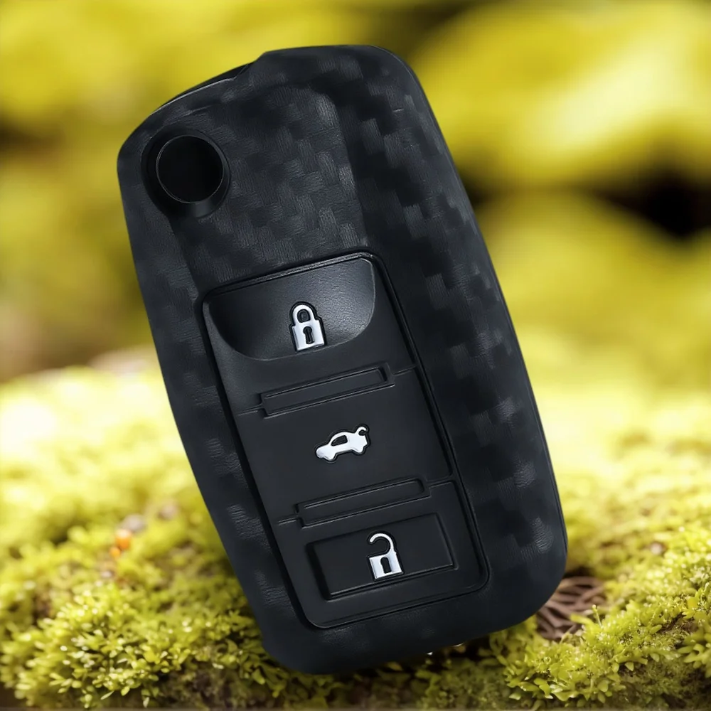 Silicone Carbon Fiber Car key cover For VW Key Cover Case For Caddy ...
