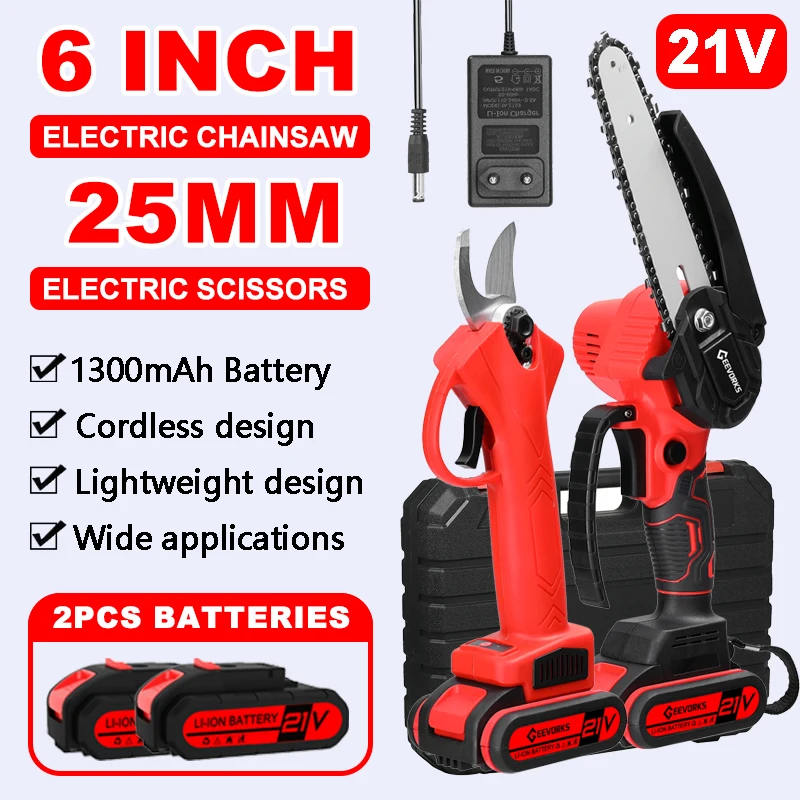Motosserra-el-trica-sem-fio-Tesoura-de-poda-Cortar-madeira-Kit-de-corte ...
