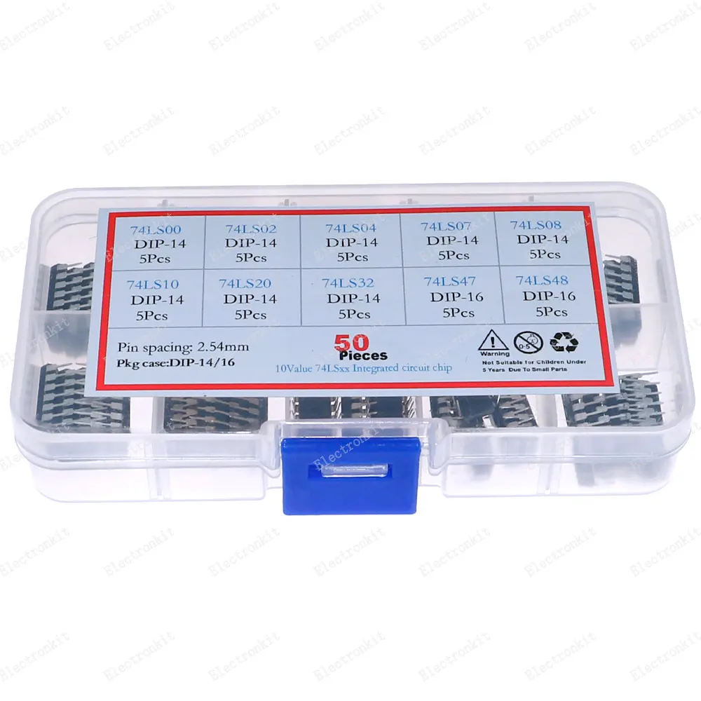50Pcs IC Integrated Circuit Chip Assortment Kit Box 74LS00 74LS02 ...