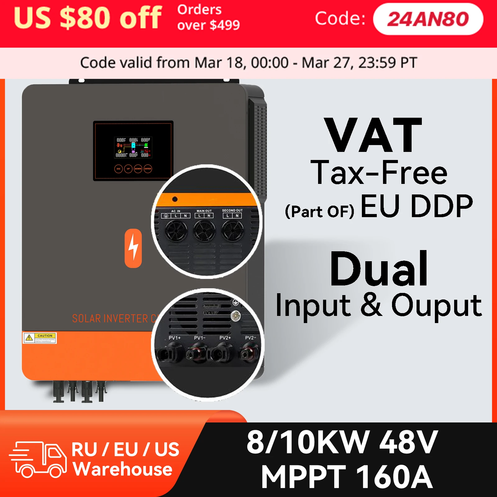 POWMR-inversor-Solar-h-brido-de-conexi-n-a-red-MPPT-160A-entrada-PV ...