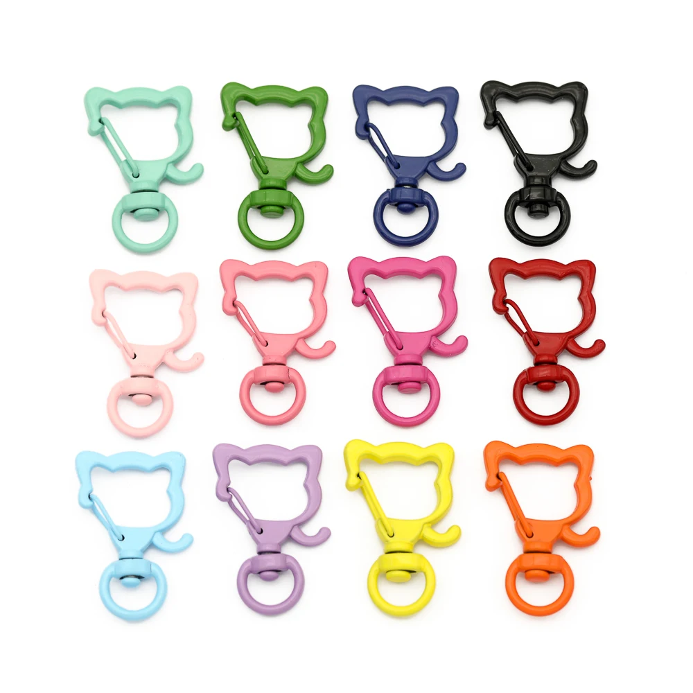 10pcs-Candy-Colors-Cat-Shape-Fashion-Chain-Key-Lobster-Keychain-Design ...