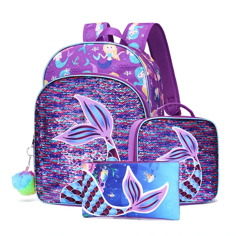 Cartoon-Sequin-Purple-Mermaid-Backpacks-Girl-Schoolbag-Student-Backpack ...