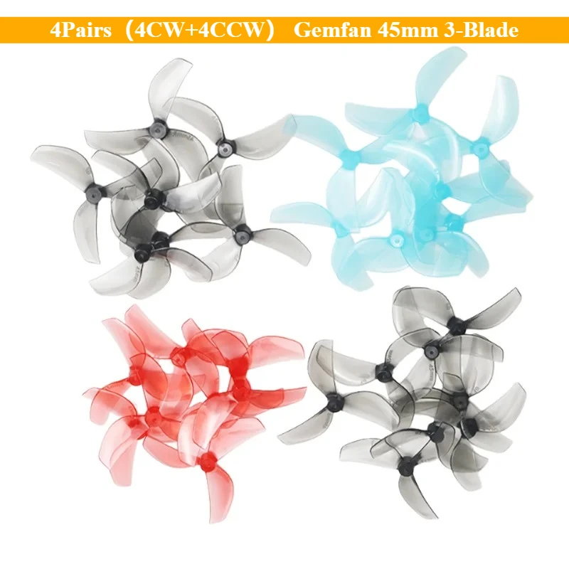 4Pairs（4CW+4CCW） Gemfan 45mm 3-Blade PC Propeller 1mm 1.5mm for RC FPV ...
