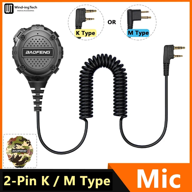 Baofeng-Microphone-2-Pin-K-M-Type-Tangent-PTT-Mic-Shoulder-Speaker ...