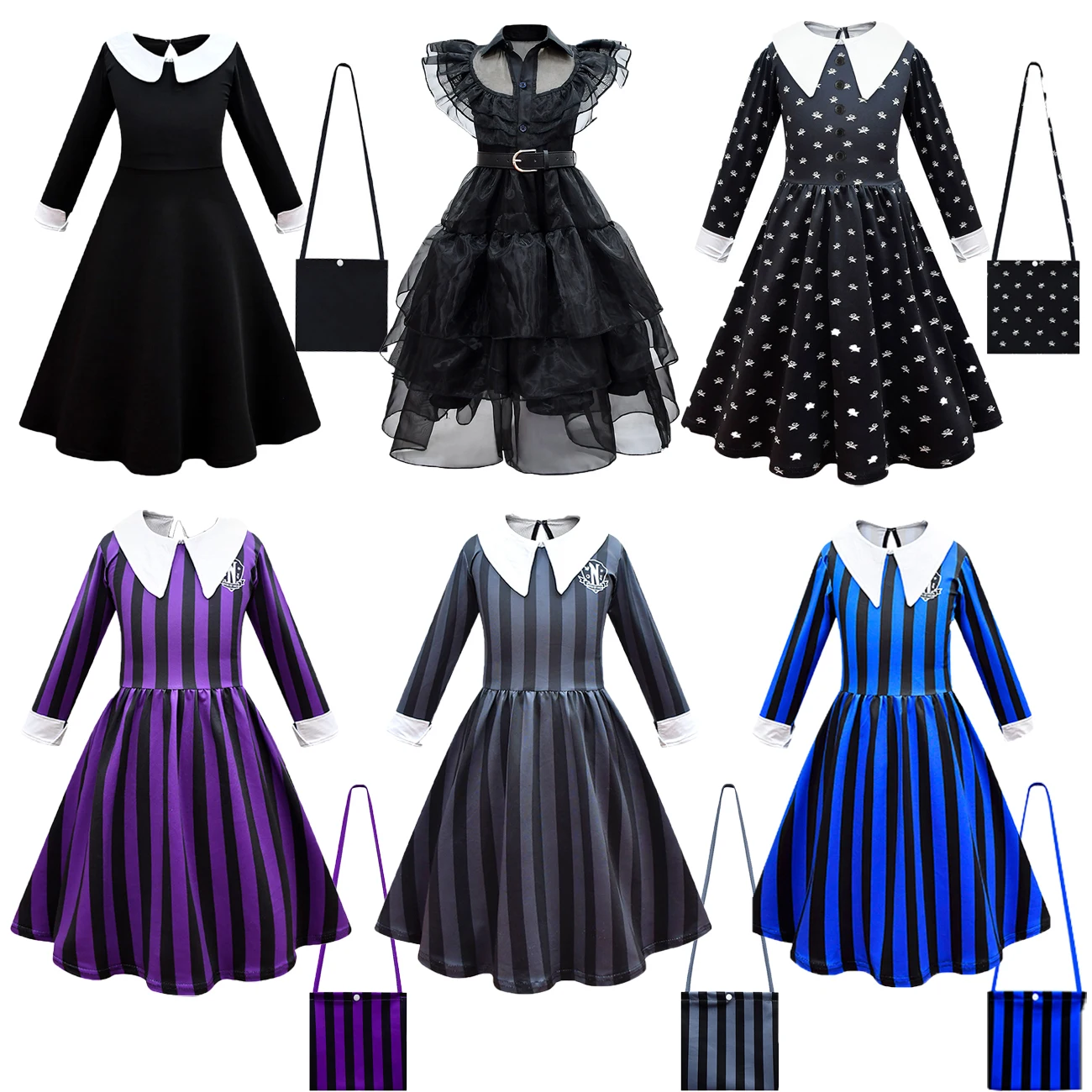 Disfraz de Cosplay de Wednesday Addams para niña, Vestidos de fiesta de ...
