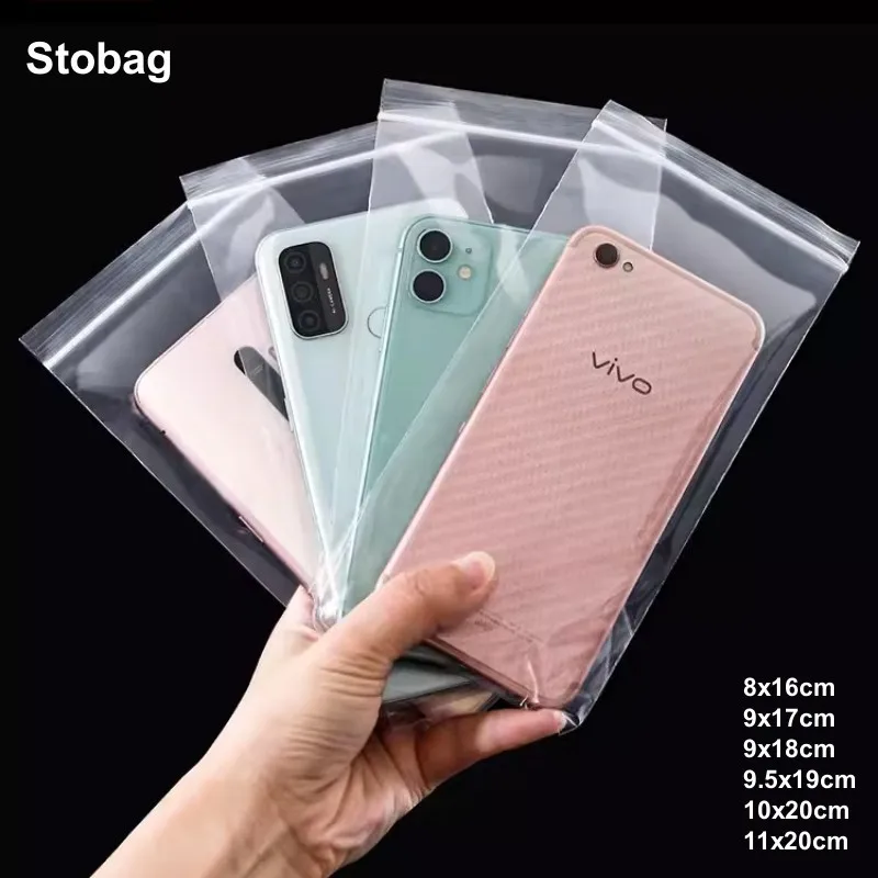 StoBag-100pcs-Transparent-Ziplock-Bags-Mobile-phone-Mask-Packaging-Storage-Self-sealing-Clear ...