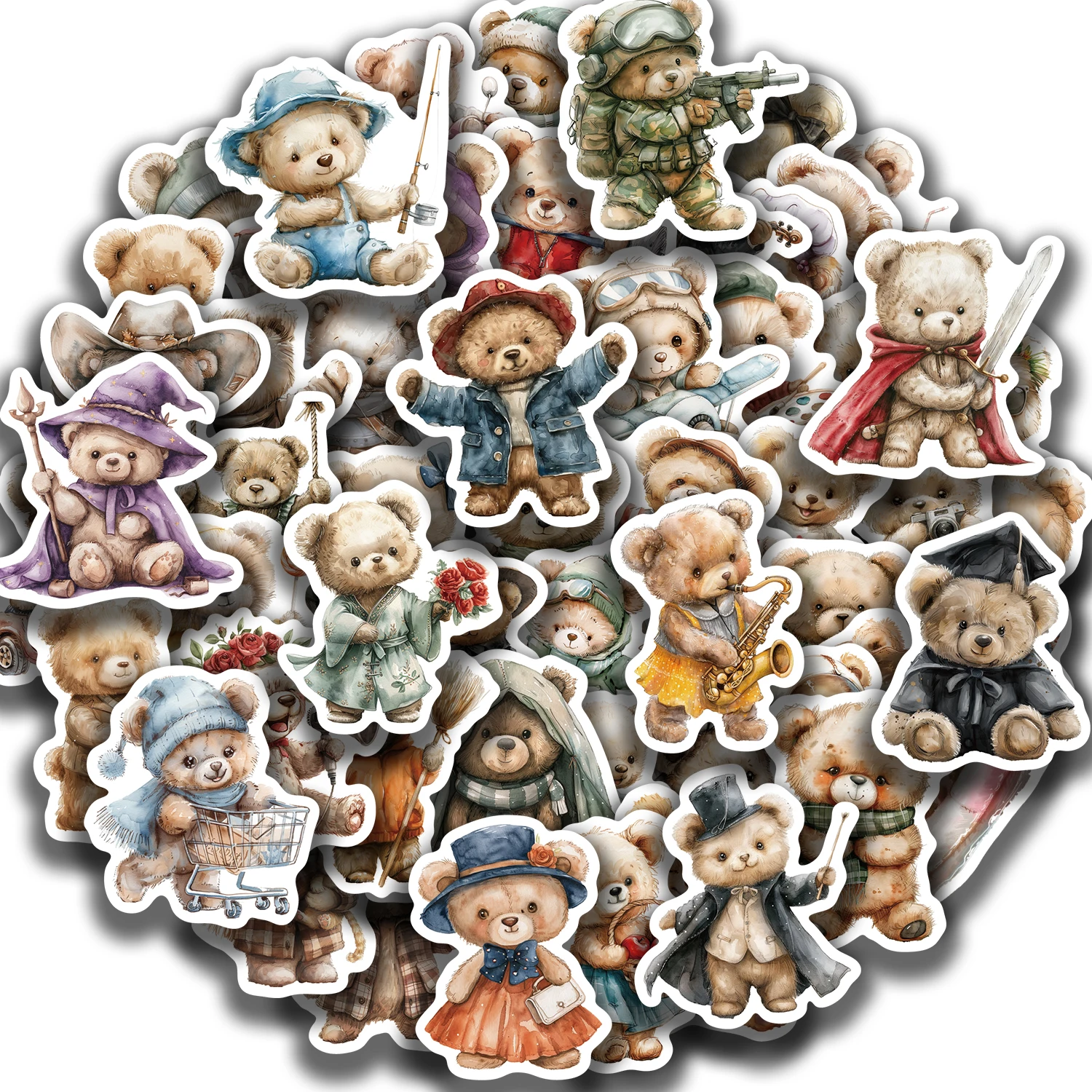 55Pcs-Cute-Teddy-Bear-Stickers-Decoration-for-Laptop-Cup-Phone-Case ...