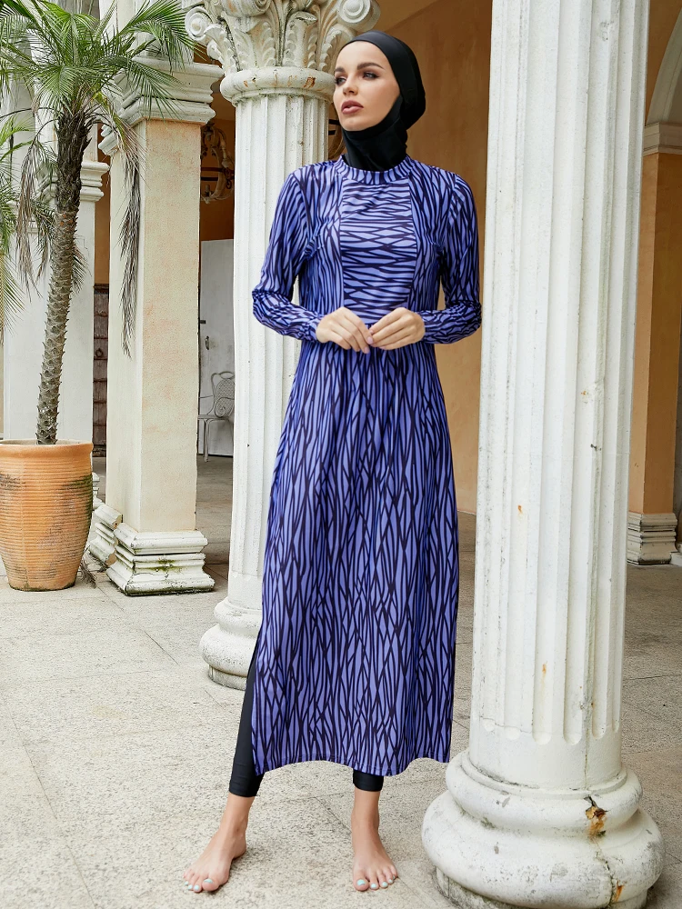 Woman Muslim Swimwears Burkini Hair Hood Cap Modest Islam Burqini ...