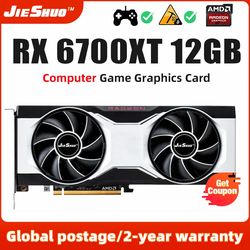 JIESHUO AMD RX 6700XT 12G Video Graphics Card GPU Gddr6 192-Bit ...