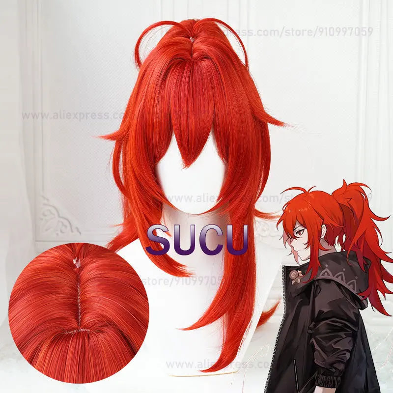 Diluc-Cosplay-Wig-Game-Genshin-Impact-Wigs-Red-65cm-Long-Hair-Anime ...