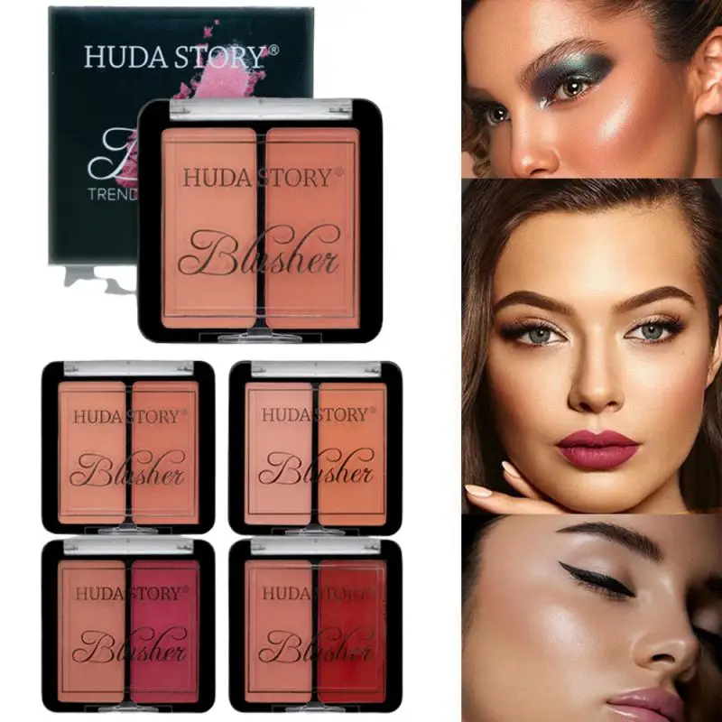 Two-Color-Matte-Blusher-Natural-Cheek-Face-Rouge-Blush-Red-Fine-Smooth ...