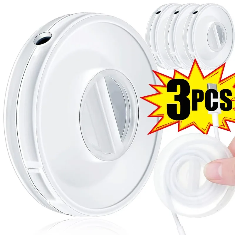 Transparent-Cable-Storage-Winders-Portable-Charger-Cord-Holder-Round ...