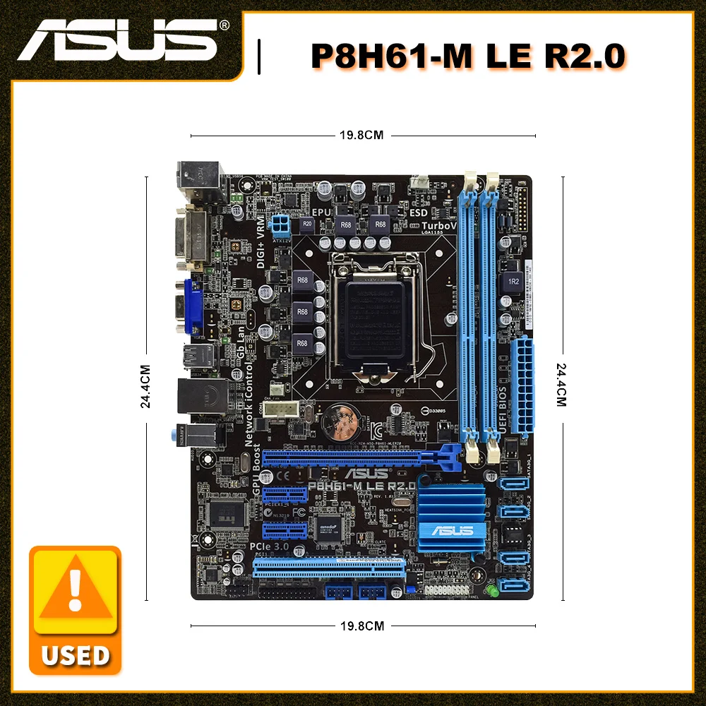 ASUS-P8H61-M-LE-R2-0-Motherboard-LGA-1155-Intel-H61-Support-Core-i7-i5 ...