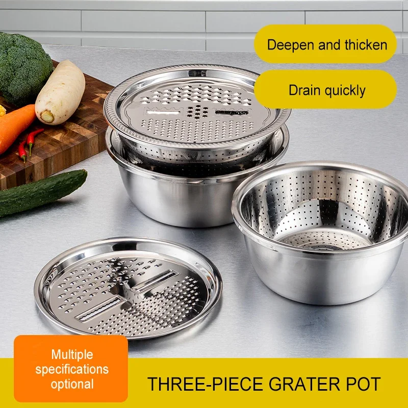 3PCS-Multifunctional-Stainless-Steel-Kitchen-Graters-Vegetable-Slicer ...