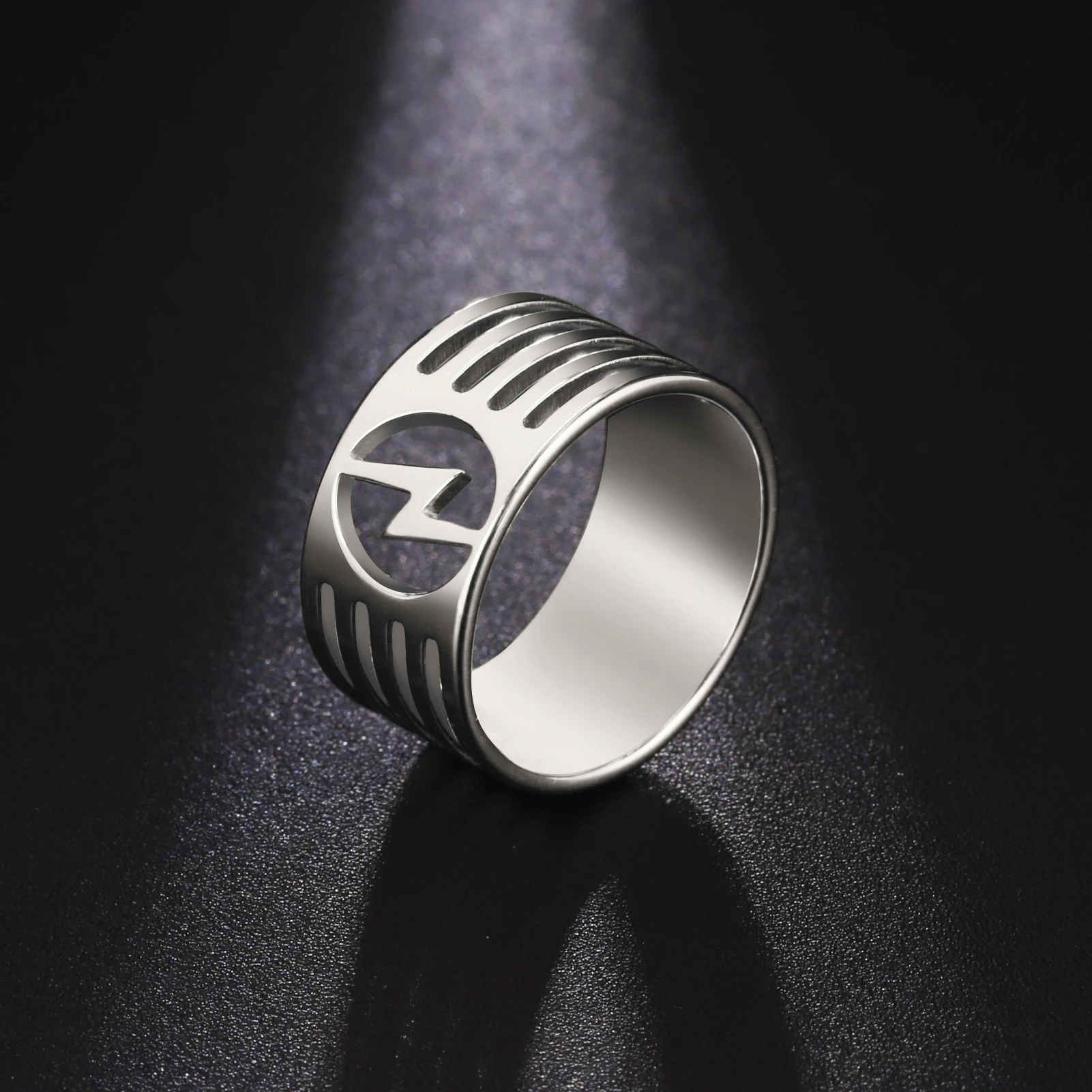 Skyrim Wide Hollow Lightning Ring Men Women Stainless Steel Finger ...