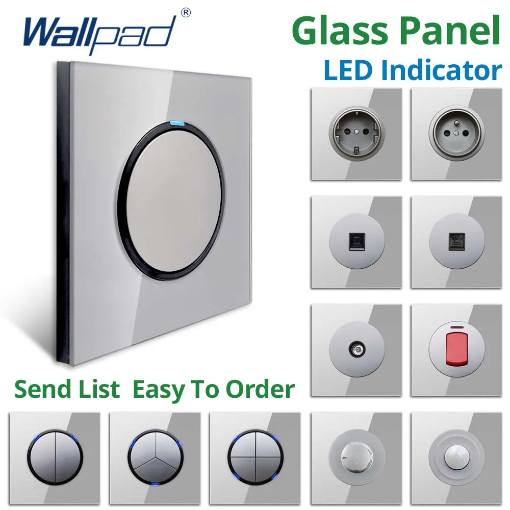 Wallpad-Wall-Push-Button-Light-Switch-With-Blue-LED-Indicator-Grey ...
