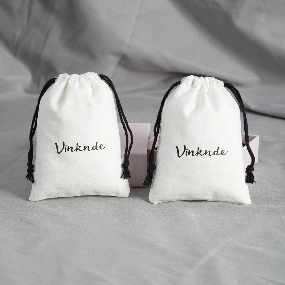 Custom Drawstring Pouch Logo | Custom Logo Jewelry Pouch Cotton - White ...