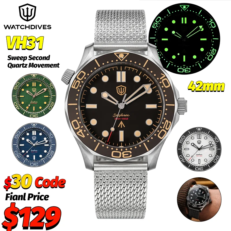Reloj de lujo Watchdives WD007Q de titanio 007 NTTD VH31, reloj de ...