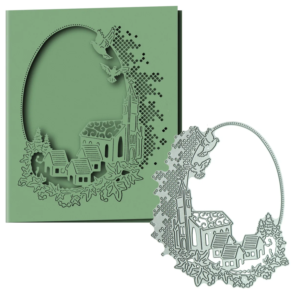 Large Die Cut Countryside Landscape Handmade Card Cover Surface ...
