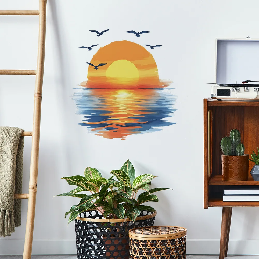 Beautiful Sunset Sunset Glow Wall Sticker For Living Room Decoration ...