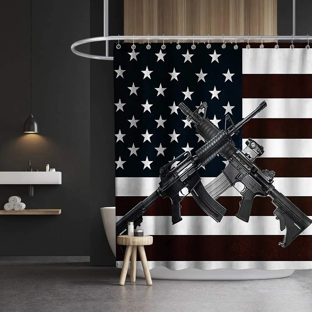 Gun-Shower-Curtain-Pistol-Rifle-submachinegun-Sniper-Gun-Shotgun ...