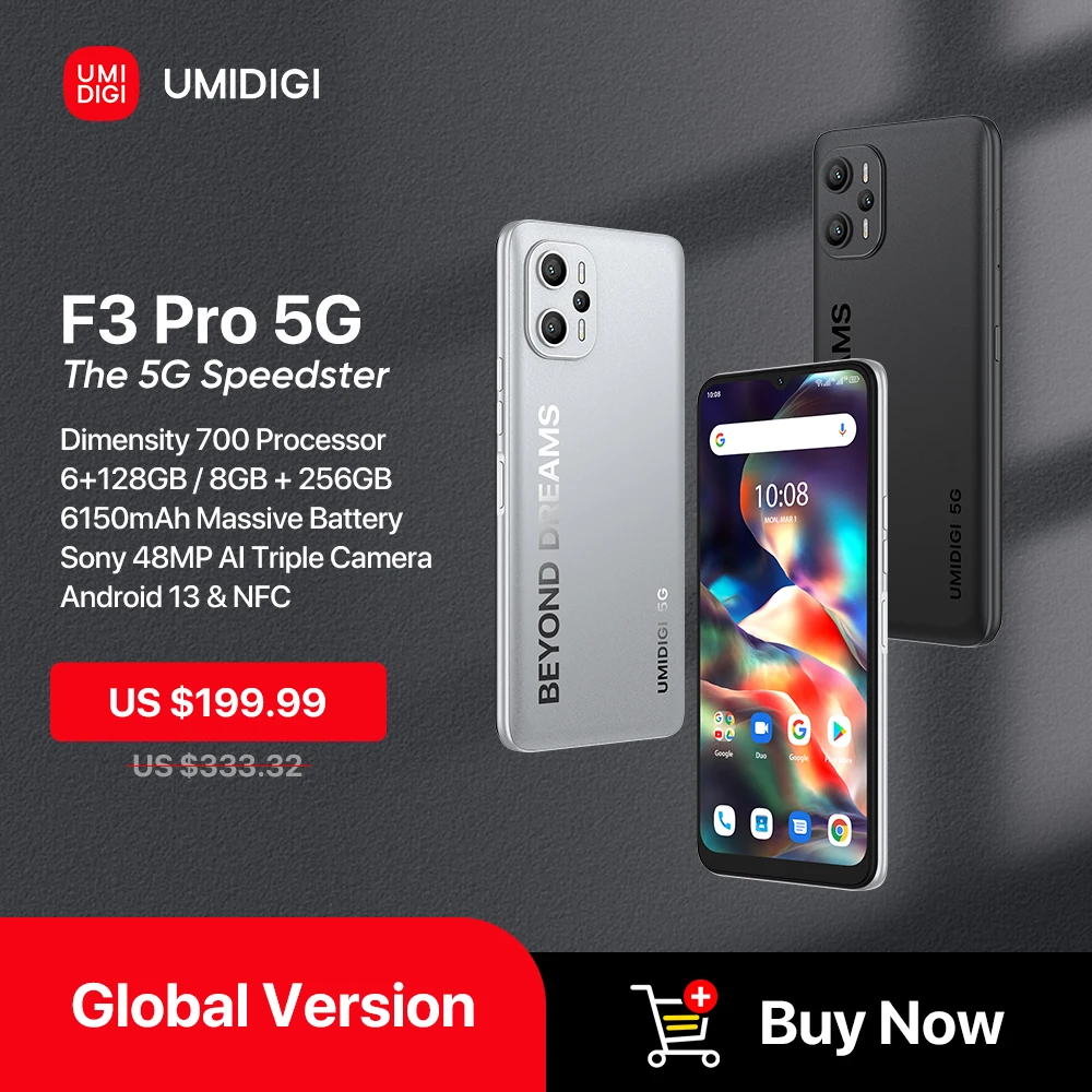 UMIDIGI teléfono inteligente F3 PRO 5G, Android 13, Dimensity 700, pantalla de 6,6 pulgadas, 8GB ...