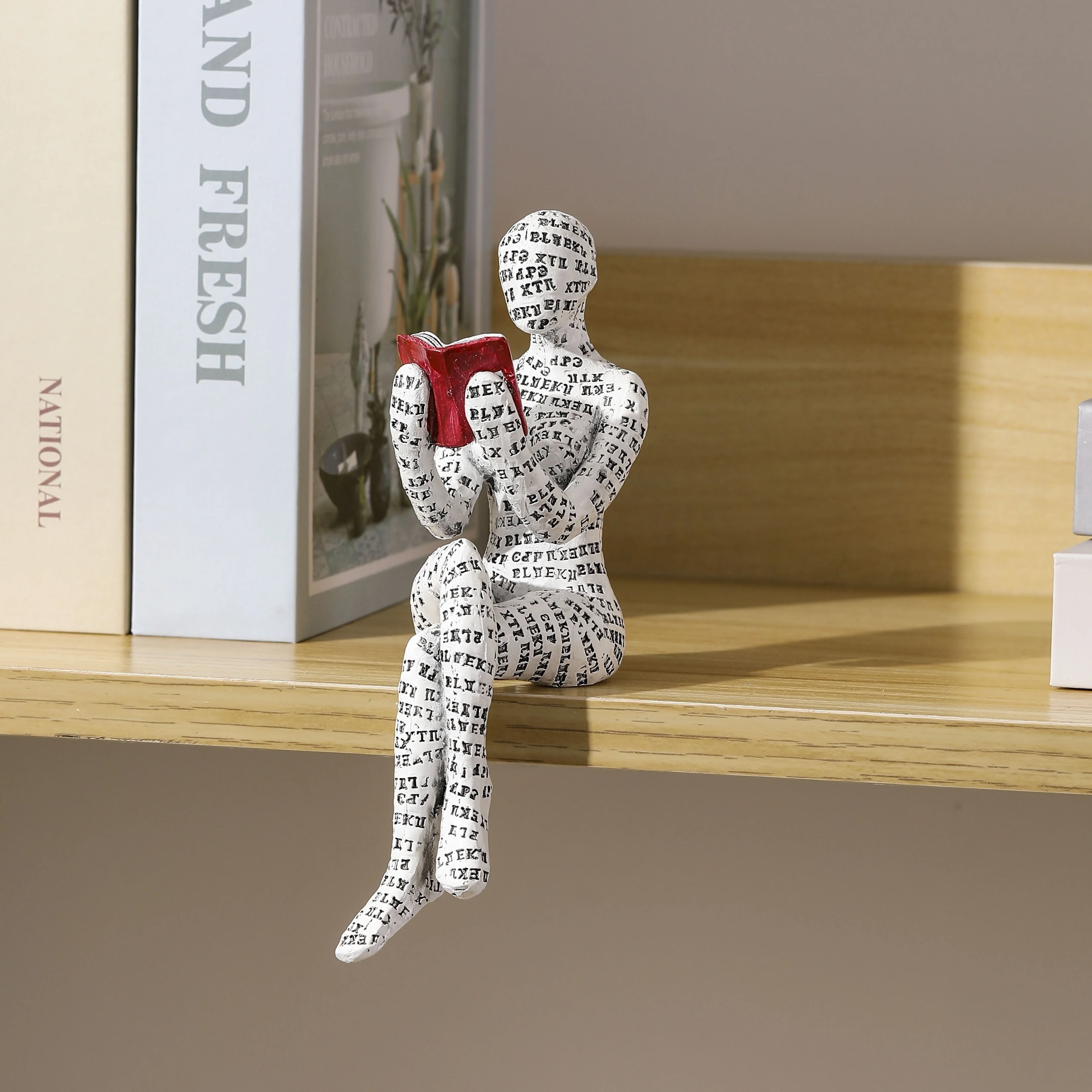 1pc Reading Figures Crafts, Resin Reading Women Sculpture Tabletop ...