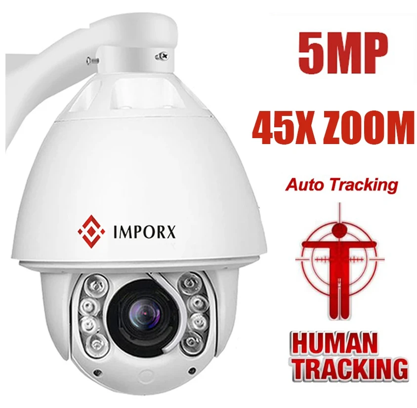 IMPORX 5MP 45X Optical Zoom Auto Tracking PTZ IP Camera Wireless Bridge ...
