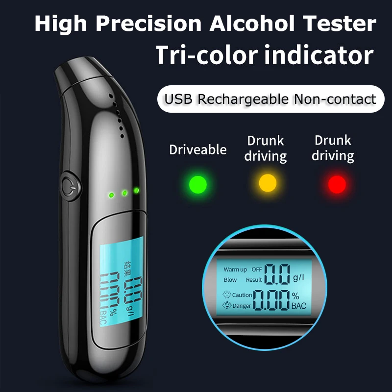 Non-contact Alcohol Tester High Precision Breathalyzer Alcometer USB ...