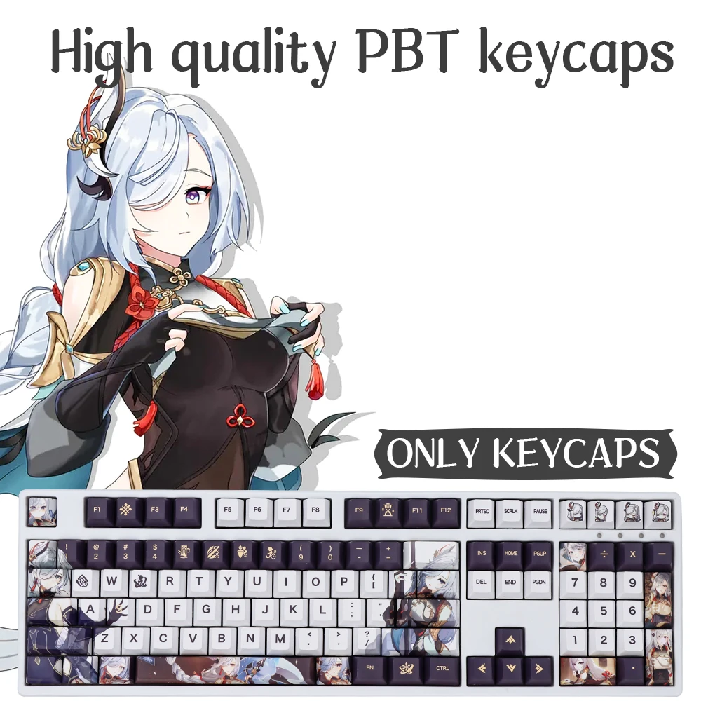 136-Keys-Genshin-Impact-Theme-Shenhe-black-Keycaps-PBT-Anime-For-Cherry ...