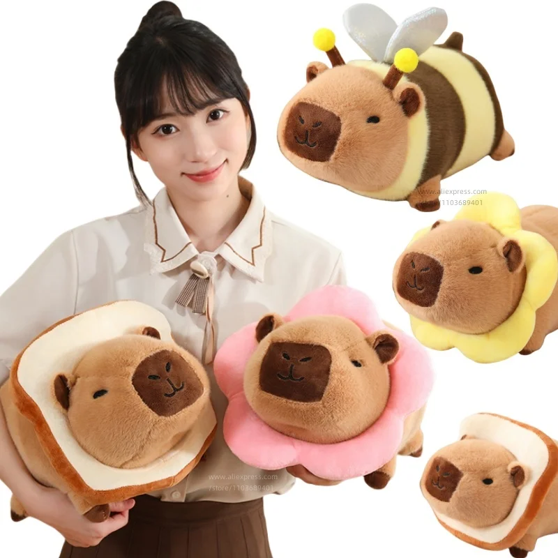 Stuffed Toast Bread Ring Capybara Plush Toy Flower Necklace Bee Wings ...