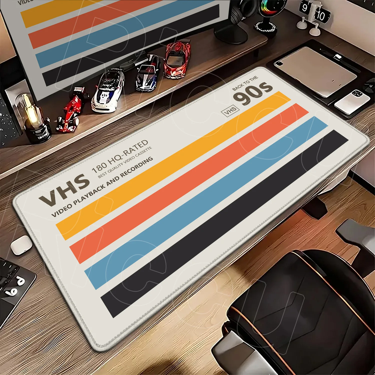 Vhs retro oversized mouse pad 120x60cm computador mousepad minimalismo mesa almofada xxxl ponto ...