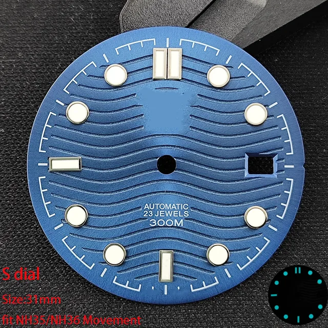 High Quality blue/Green Luminous NH35 Dial 31mm Watch Dials Fits for ...