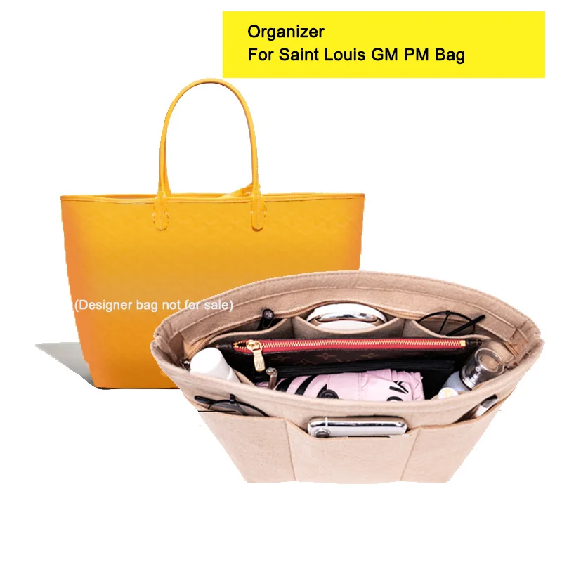 Purse Organizer Insert Bag Tote Shaper 12 Pockets Top Zipper Fit For Go ...