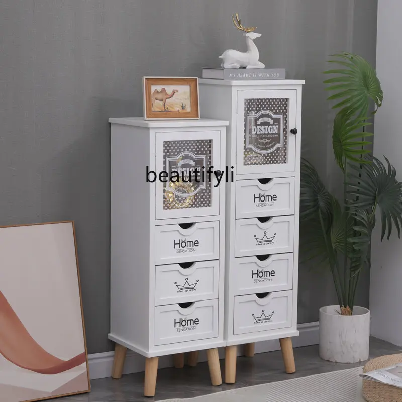 yj Storage Cabinet Solid Wood Chest of Drawers Simple Modern Drawer ...
