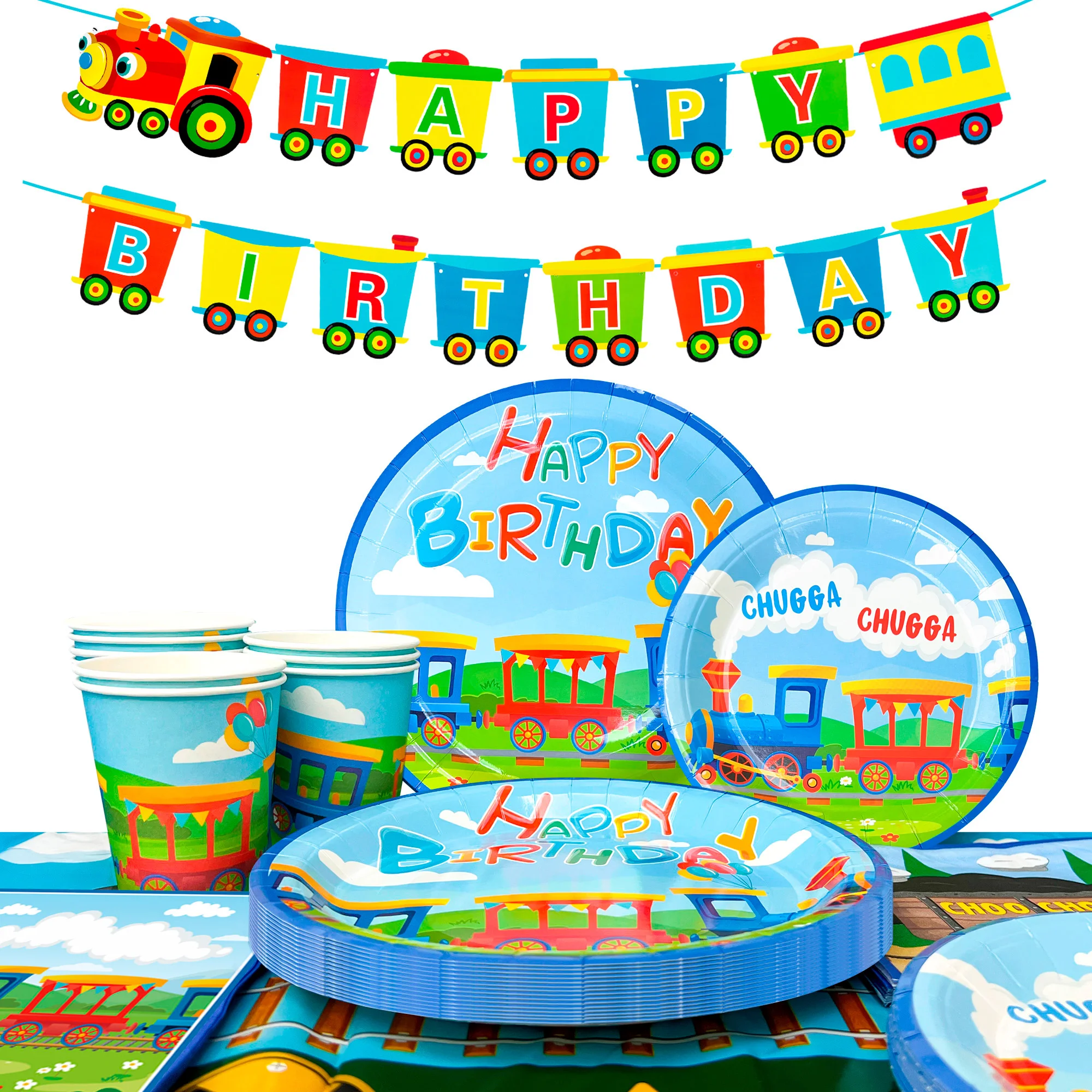 Train Birthday Party Supplies,66pcs Decorations Tableware Set - Train ...